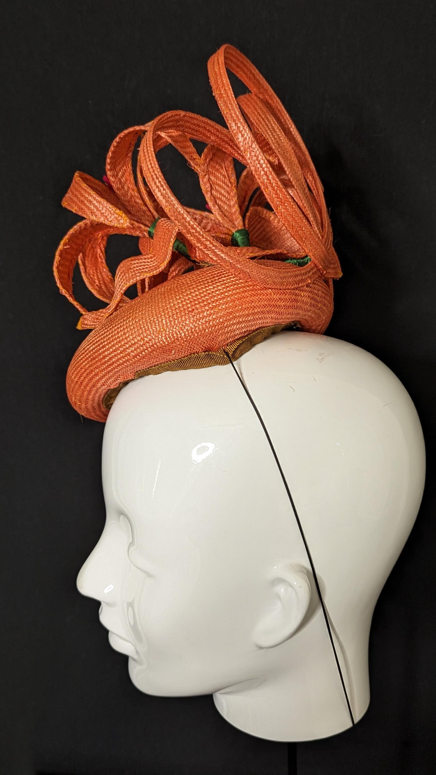 YURI A Classic Orange Straw Fascinator With a Unique Asian Twist. - Etsy