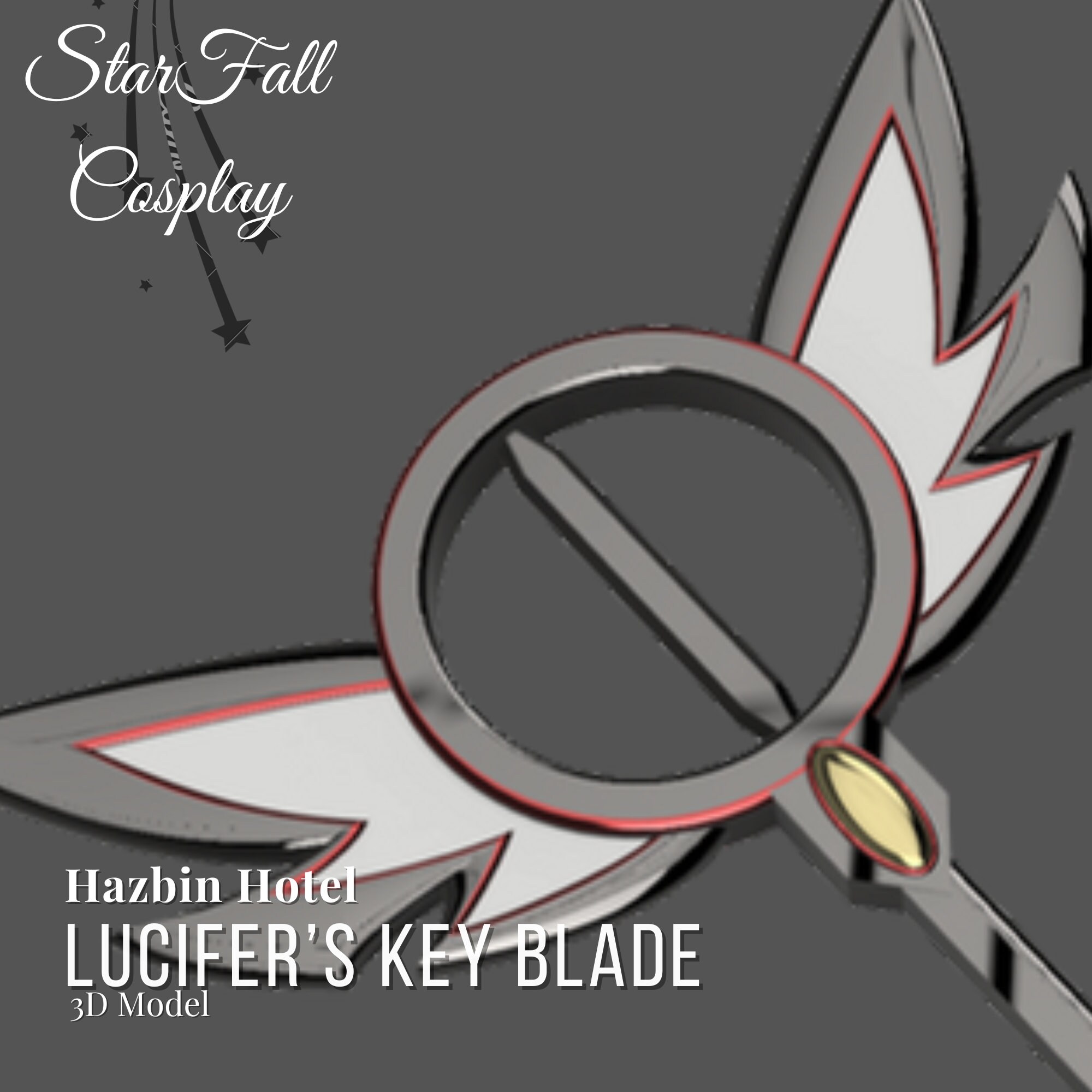 Lucifer Morningstar's Keyblade 3D Model Hazbin Hotel Cosplay - Etsy