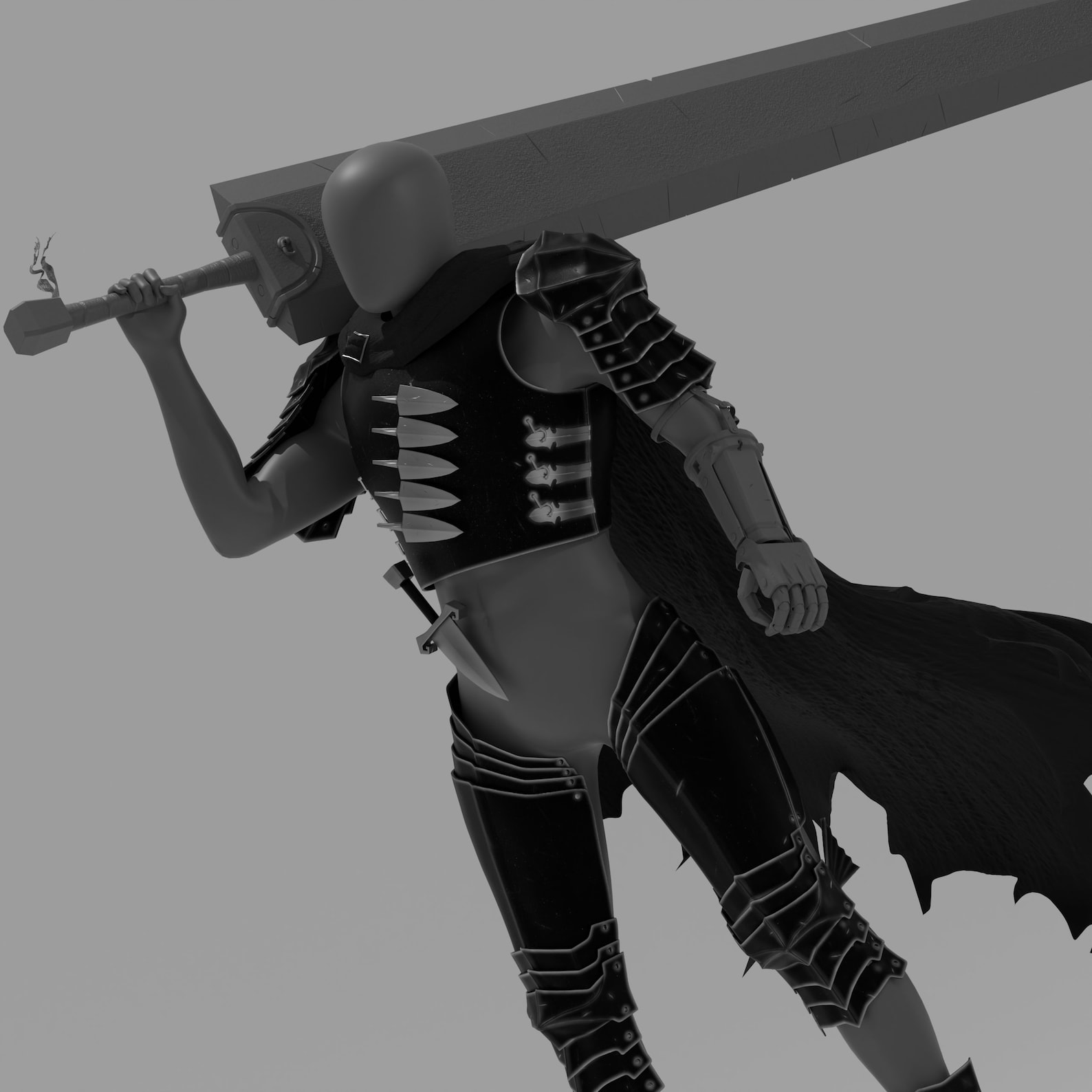 Black Swords Man Armor Manga Accurate 3D Model for Cosplay - Etsy