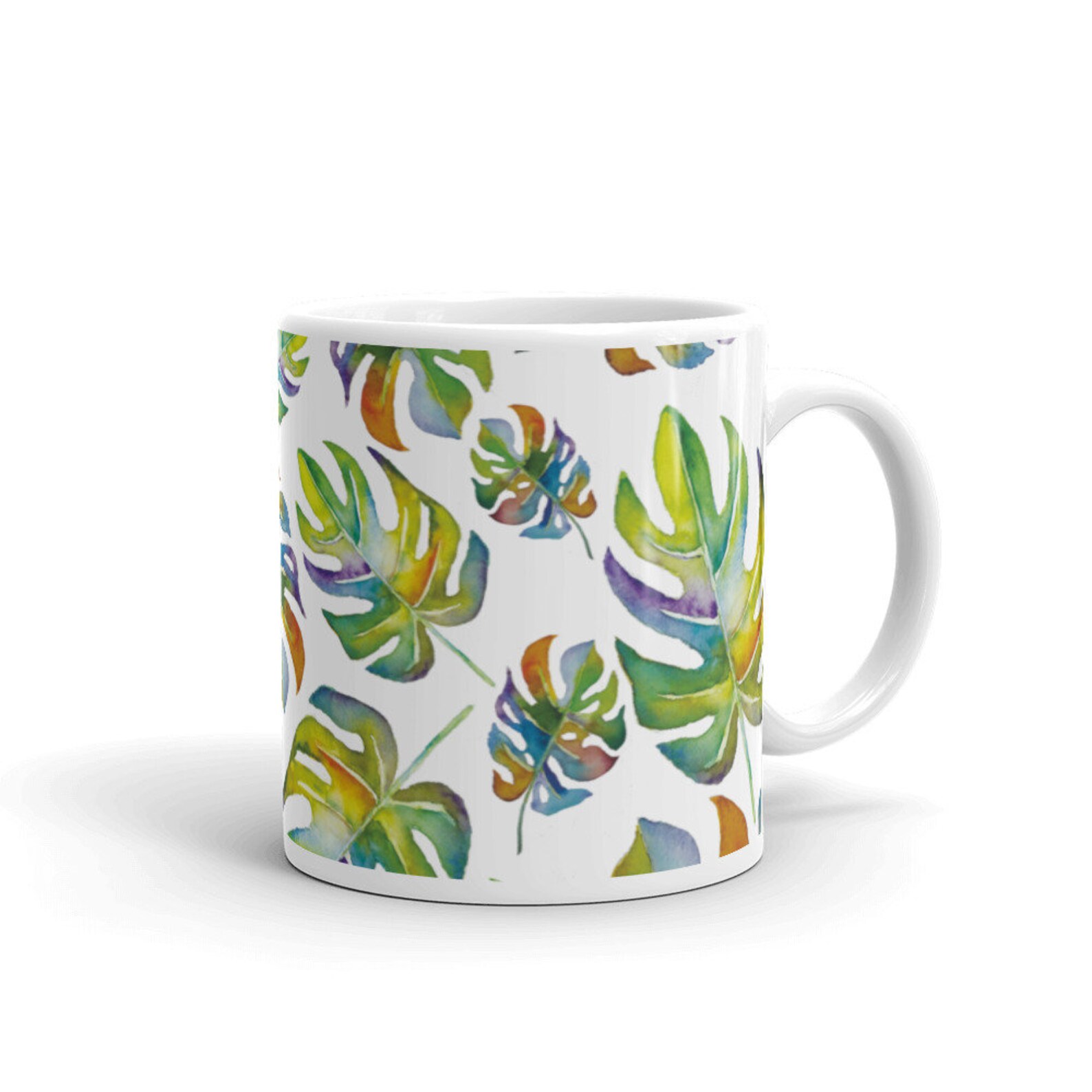 Hand Painted Watercolor Tropical Leaves Mug - Etsy