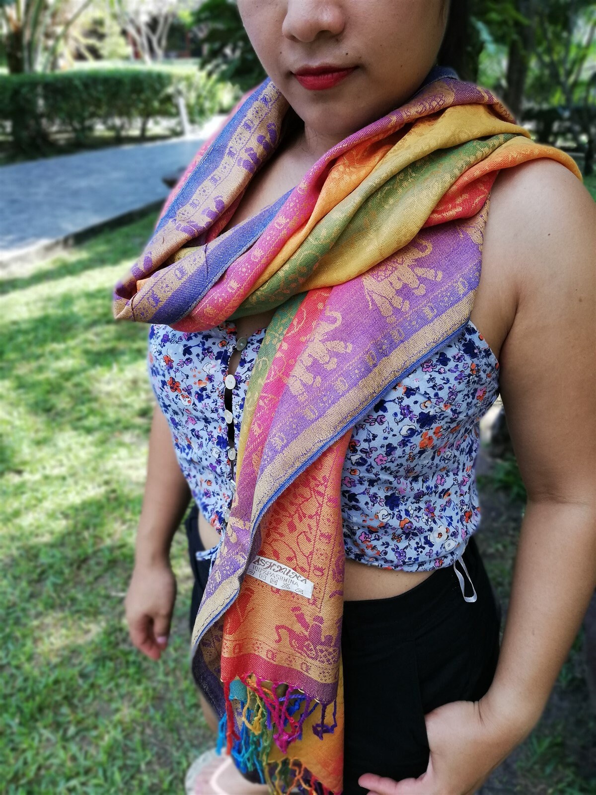 Thai Handmade Colorful Elephant Pattern Scarf Thai Silk Scarf - Etsy