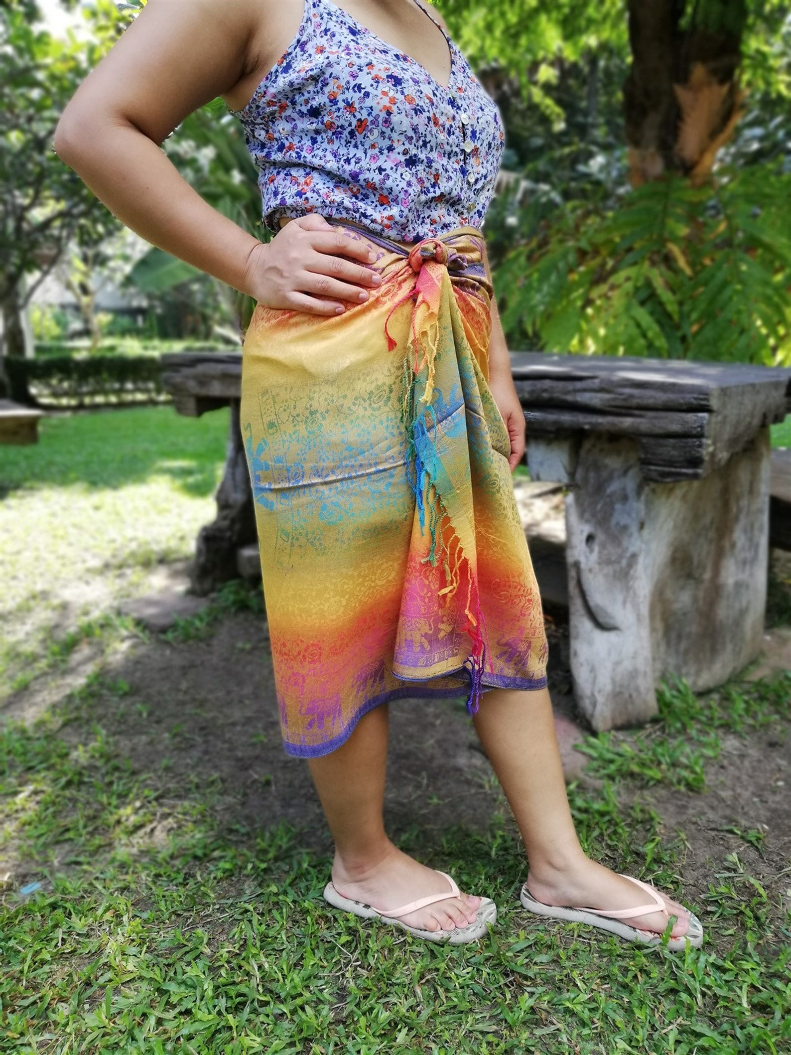 Thai Handmade Colorful Elephant Pattern Scarf Thai Silk Scarf - Etsy