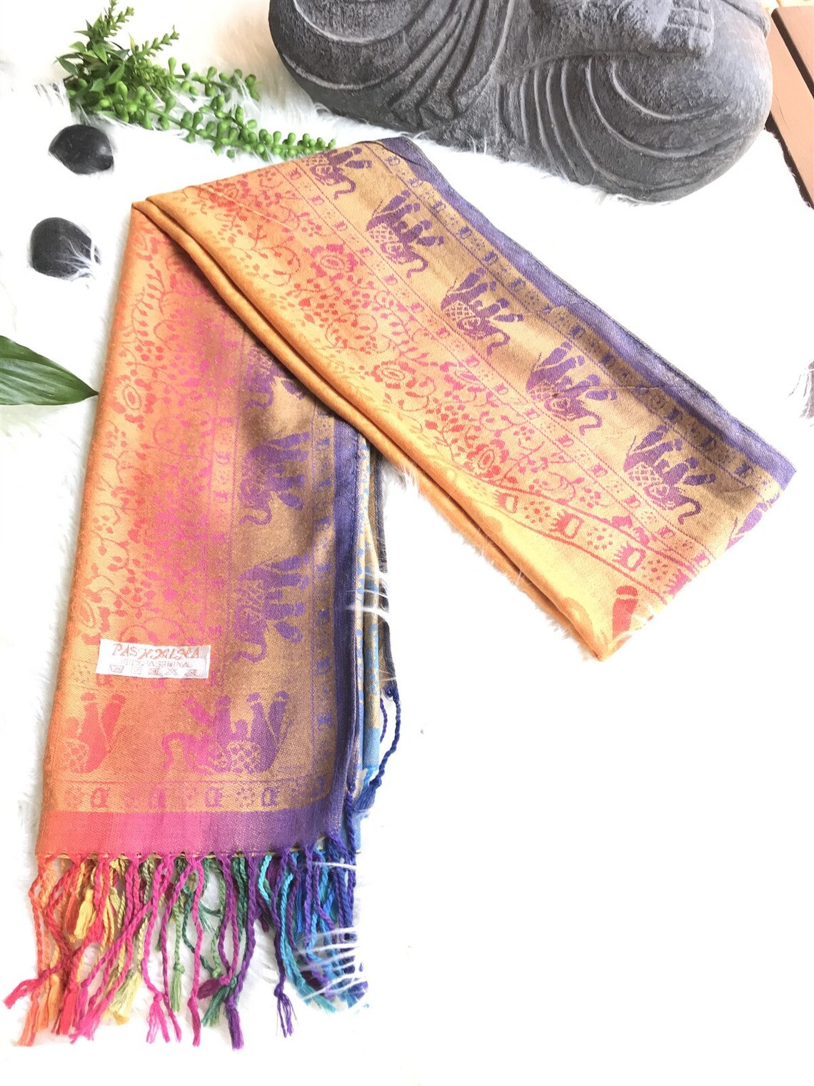 Thai Handmade Colorful Elephant Pattern Scarf Thai Silk Scarf - Etsy