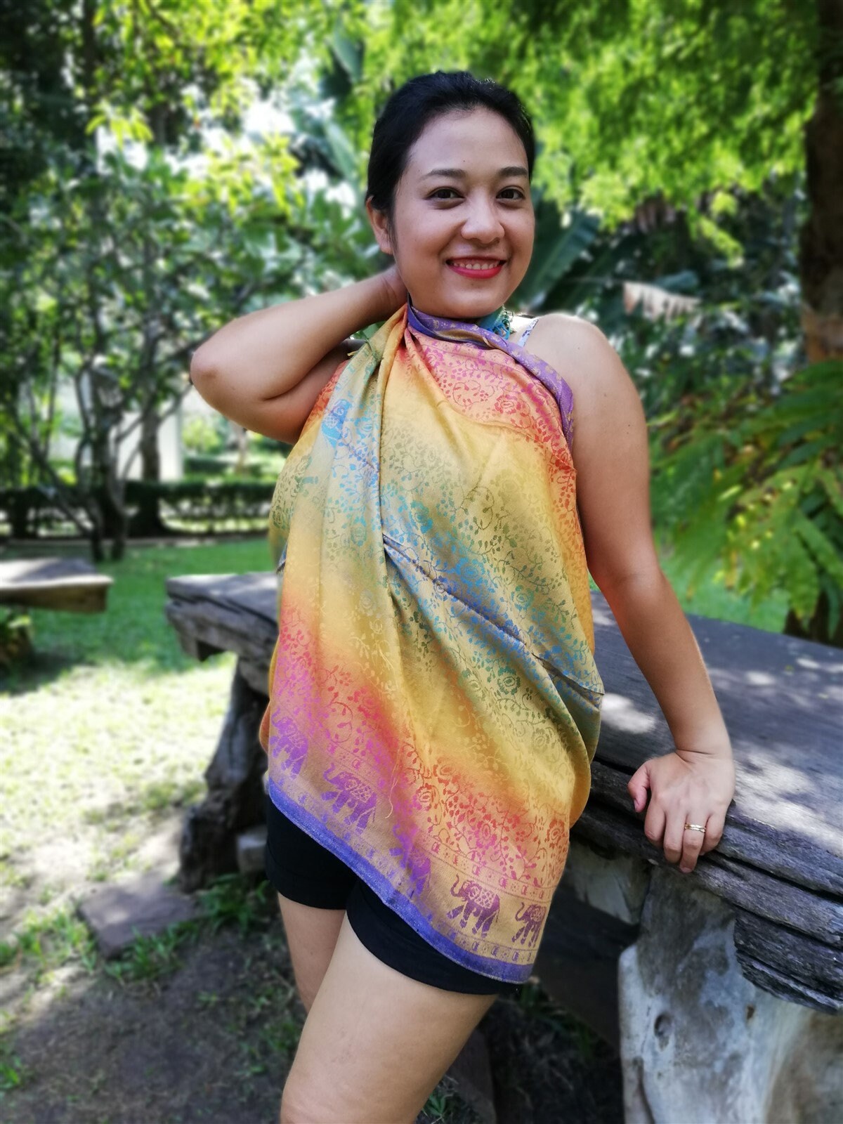 Thai Handmade Colorful Elephant Pattern Scarf Thai Silk Scarf - Etsy