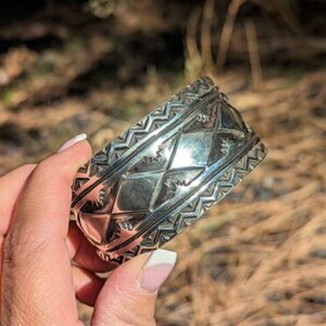 Navajo Bracelet Overlay Tribal Extra Heavy Sterling Silver Cuff, Signed ...