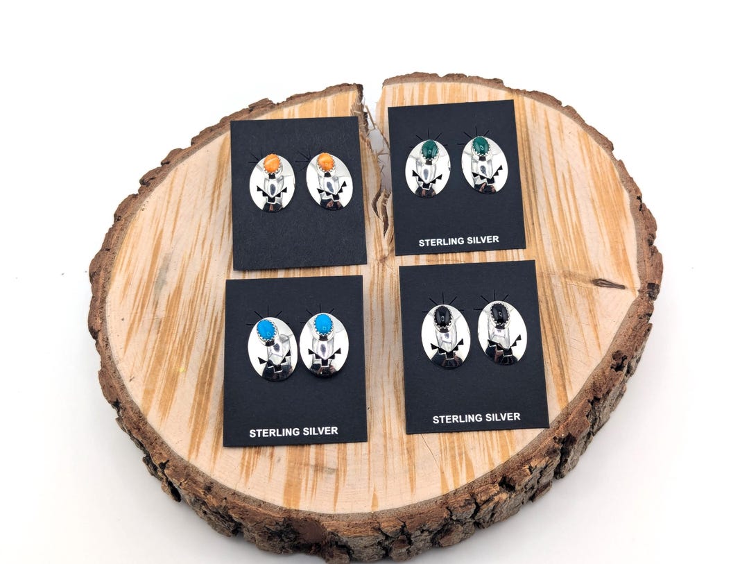 Native American Tribal Symbol Navajo Earrings Sterling Silver Handmade ...