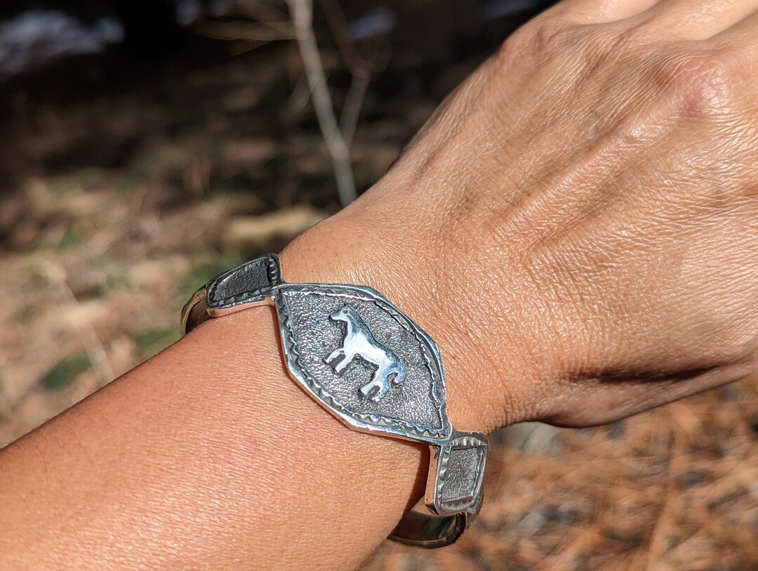 Navajo Jewelry Bracelet Horse Cuff Sterling Silver Signed Emerson ...