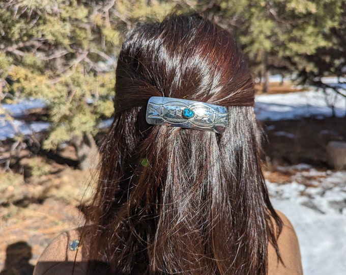 Native American Hair Jewelry Pin Accessory Barette Clip Navajo Sterling ...