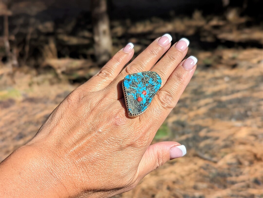 Handcrafted Zuni Corn Maiden Kachina Turquoise Adjustable - Etsy