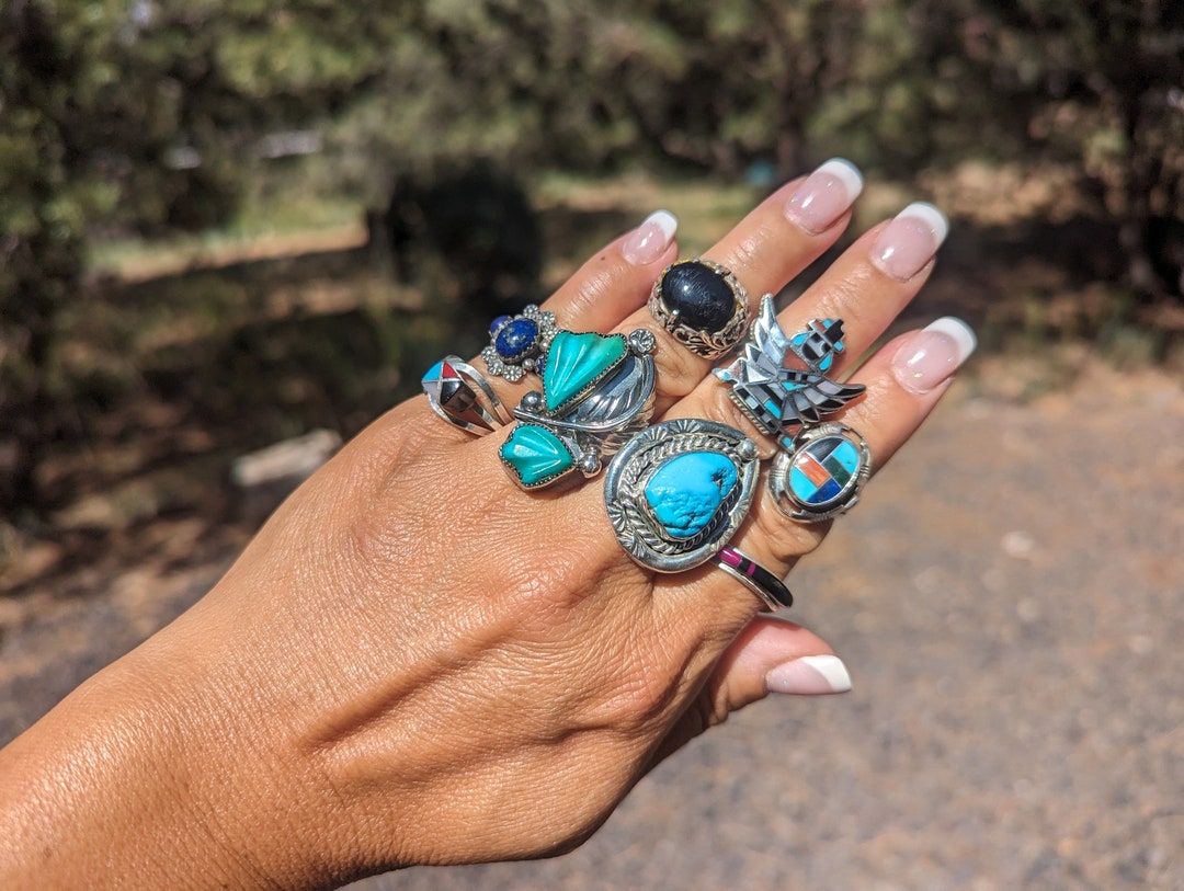 Vintage Navajo Zuni Rings Handmade Jewelry Native American Southwest ...
