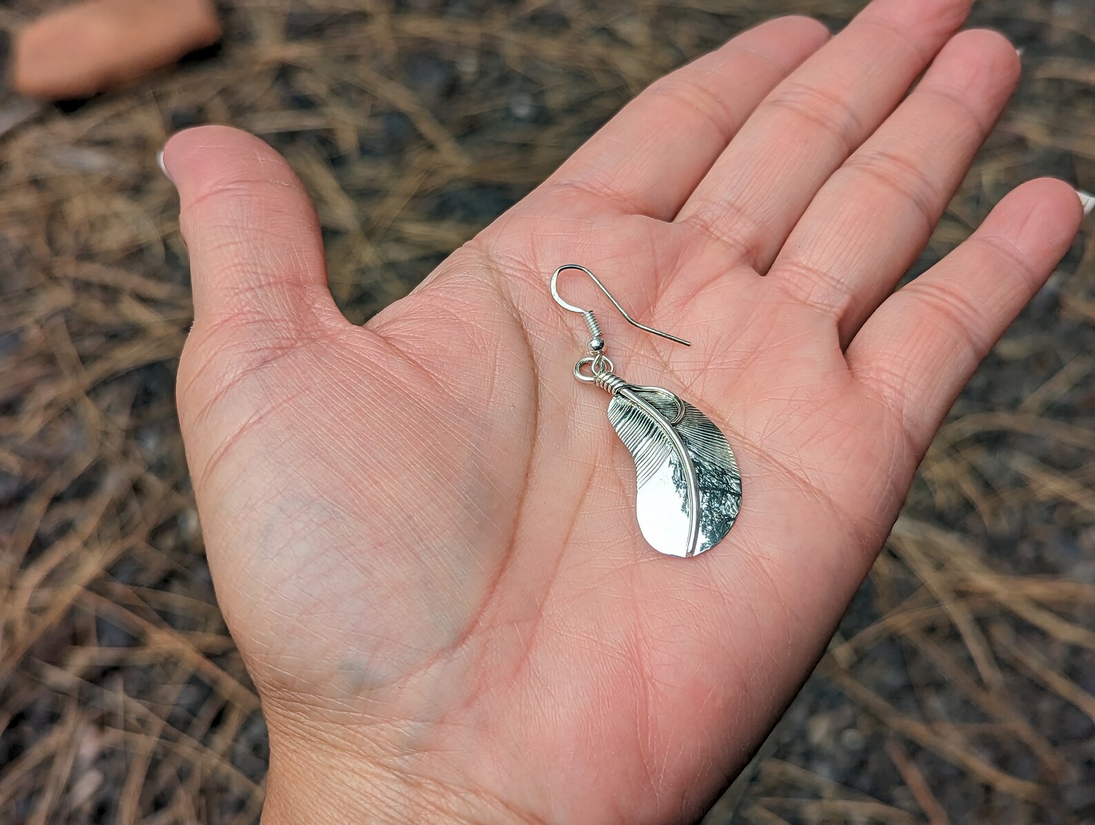 Navajo Dangle Feather Earrings Native American Handmade Jewelry Signed ...