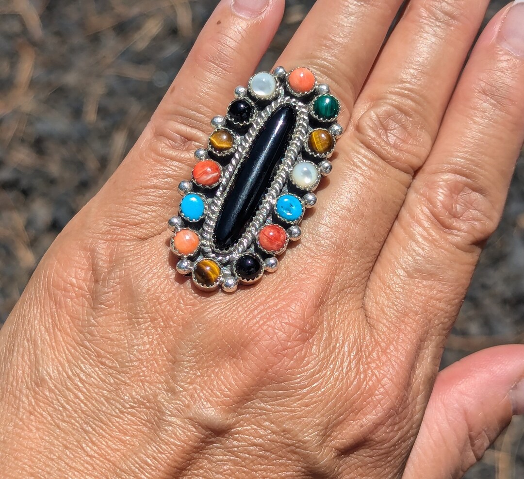 Navajo Ring Cluster Native American – Southwestern Style Sterling Siver ...