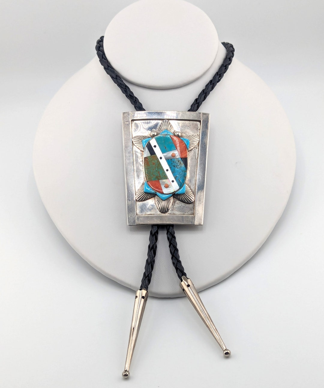 Zuni Bolo Tie Native American Jewelry Signed by Artisan Traditional ...