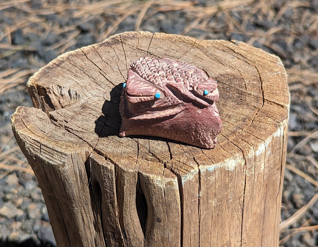 Zuni Animal Fetish Carving HORNED TOADS Handmade Pipestone Native ...