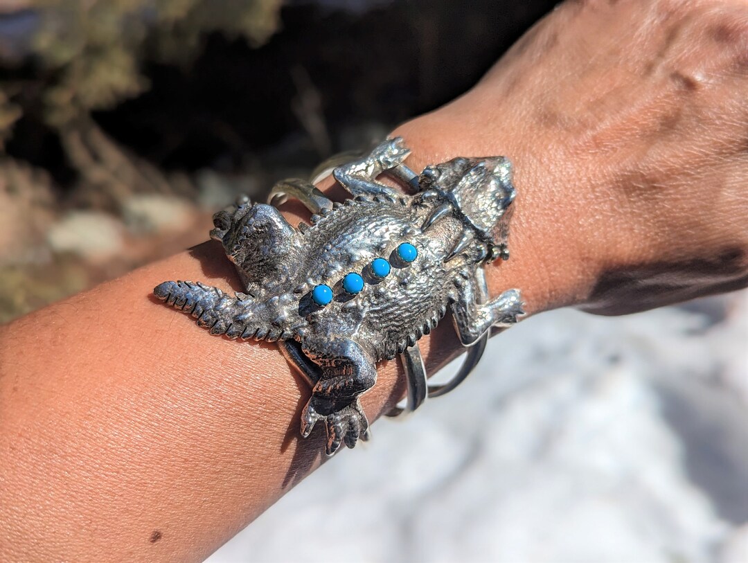 Native American Bracelet Jewelry RARE Horned Toad Lizard Turquoise ...