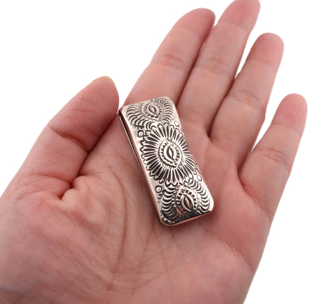 Navajo Stamped Tribal Design Sterling Silver Money Clip Native American ...