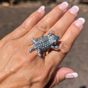 Genuine Navajo Horned Toad Ring Adjustable Coiled Band Sterling Silver ...