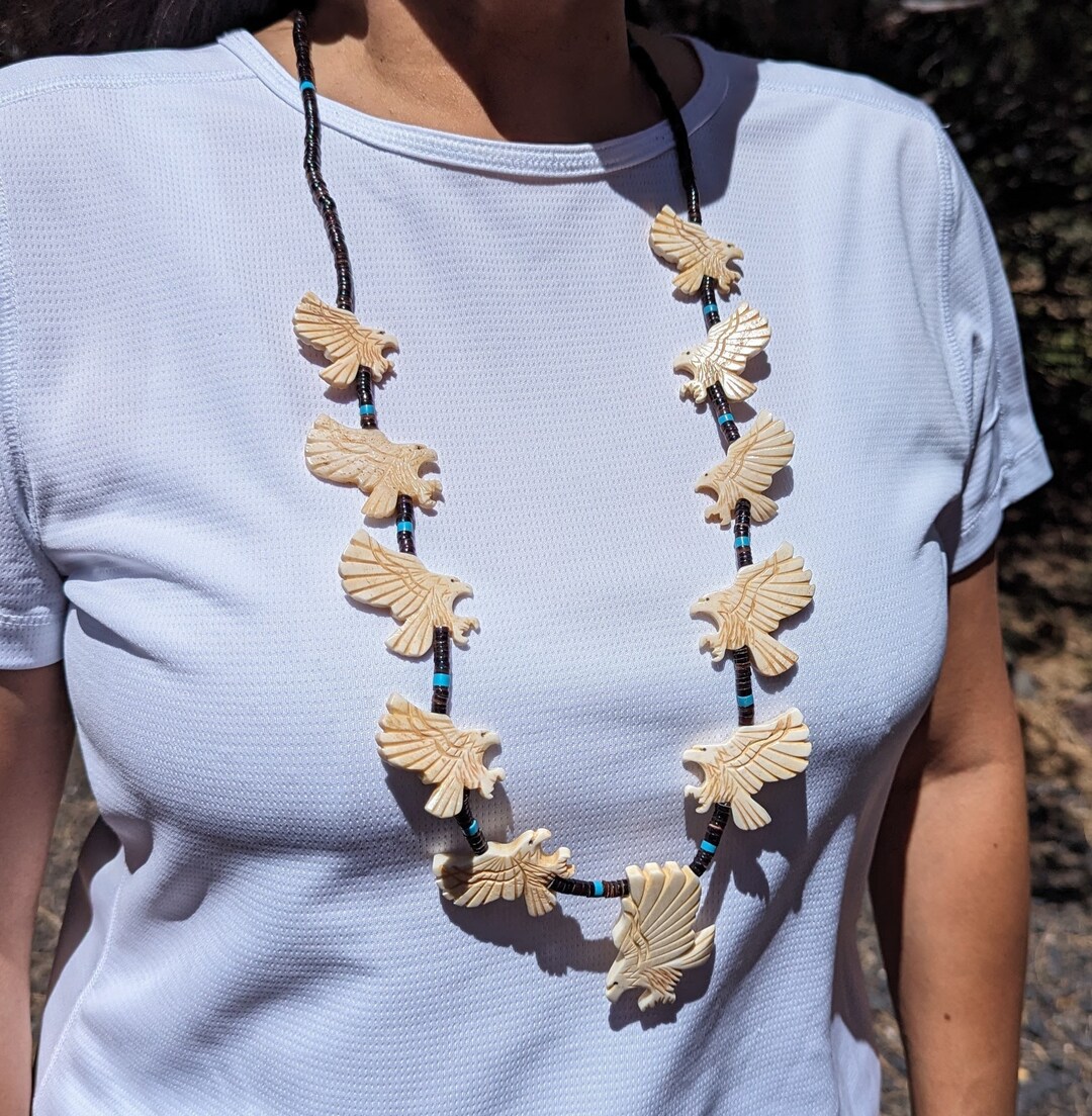 Native American Necklace Zuni Eagle Fetish Jewelry Unique Southwestern ...