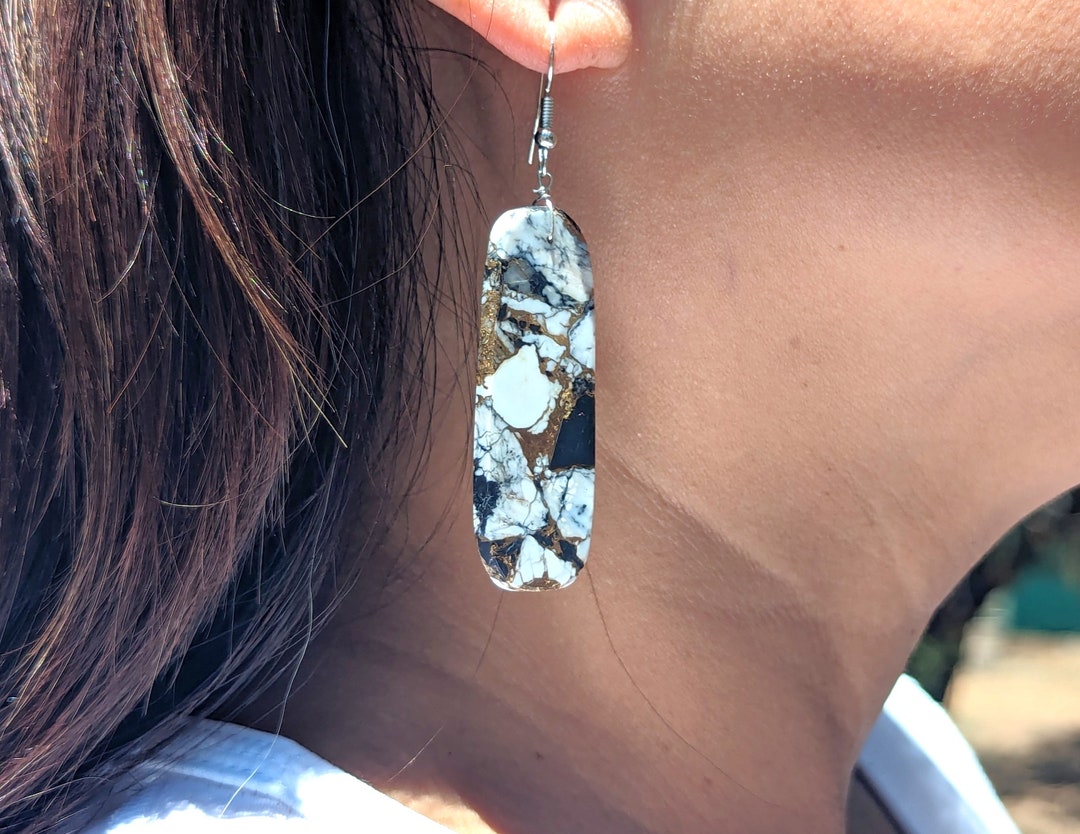 Women's Navajo Copper Slab Dangle Earrings - Genuine Native American ...