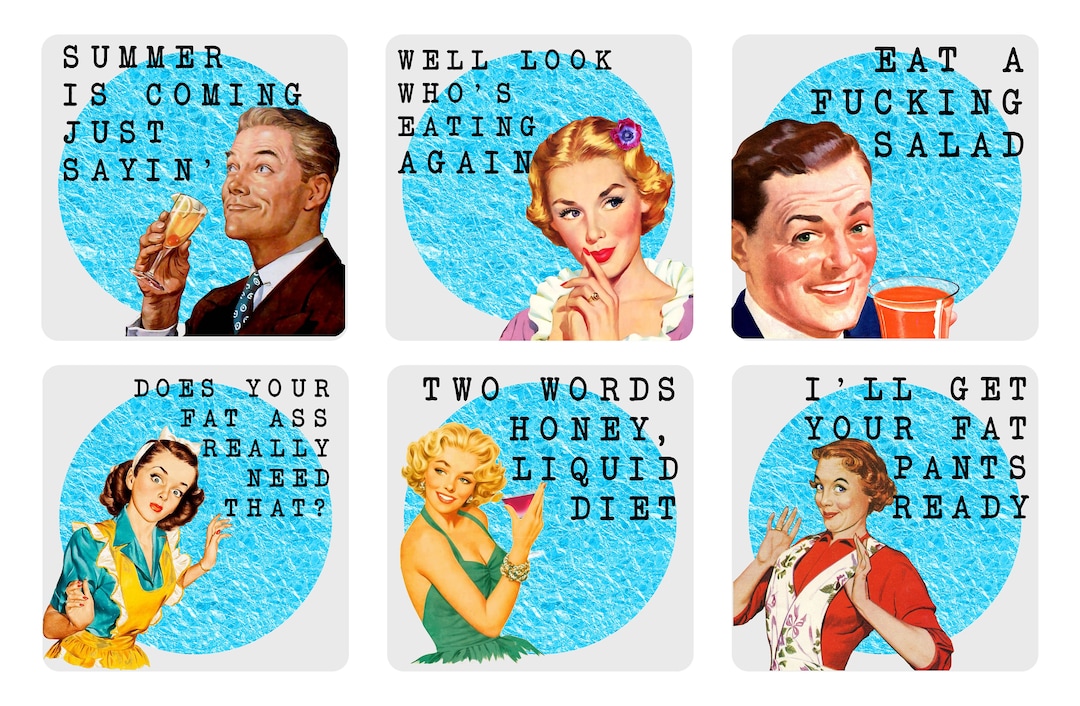 Set of 6 Not so Friendly Diet Reminder Coasters - Etsy