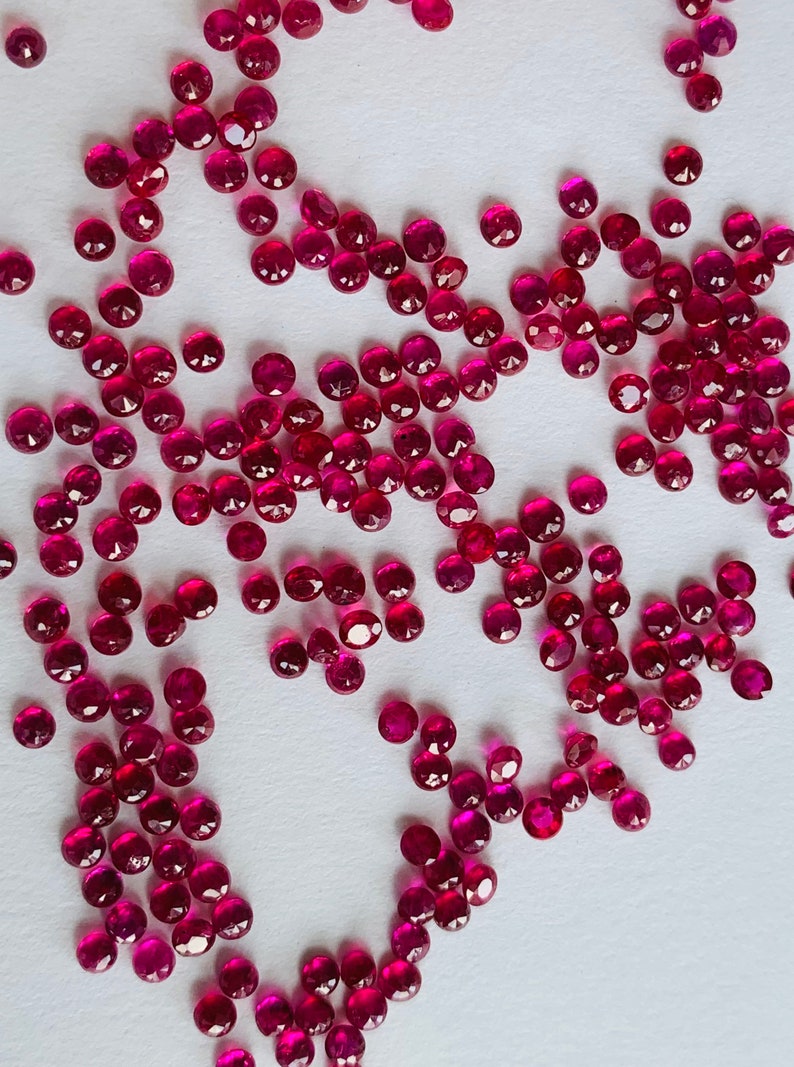 100% Natural Ruby 2mm 2.5mm Step Cut Faceted Round Cut Loose | Etsy