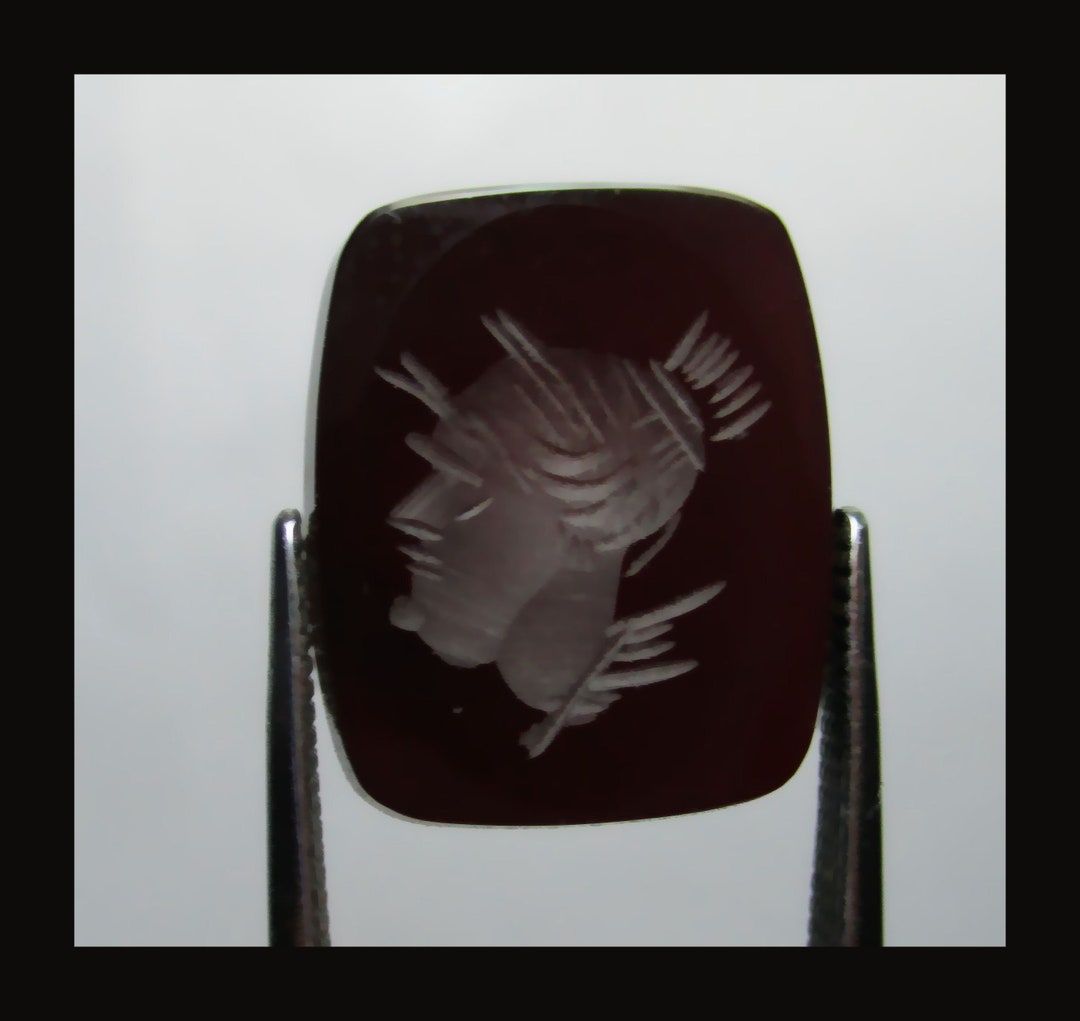 VICTORIAN SARD INTAGLIO – 16 X 13 Millimeter Antique Cushion Cut – Time ...