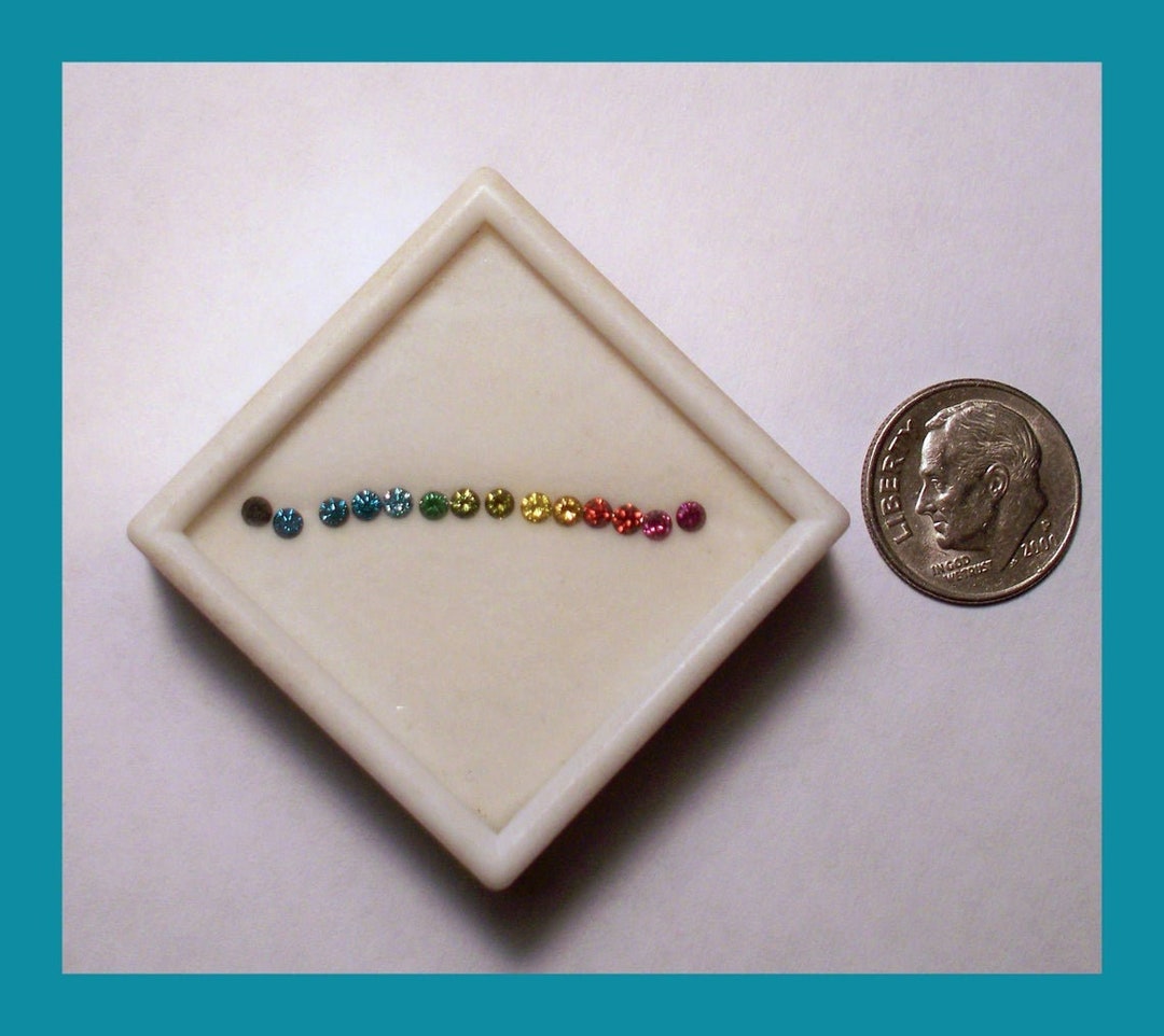 RAINBOW Colored DIAMOND Suite – 14 Pieces - 2 Millimeters Facetted ...