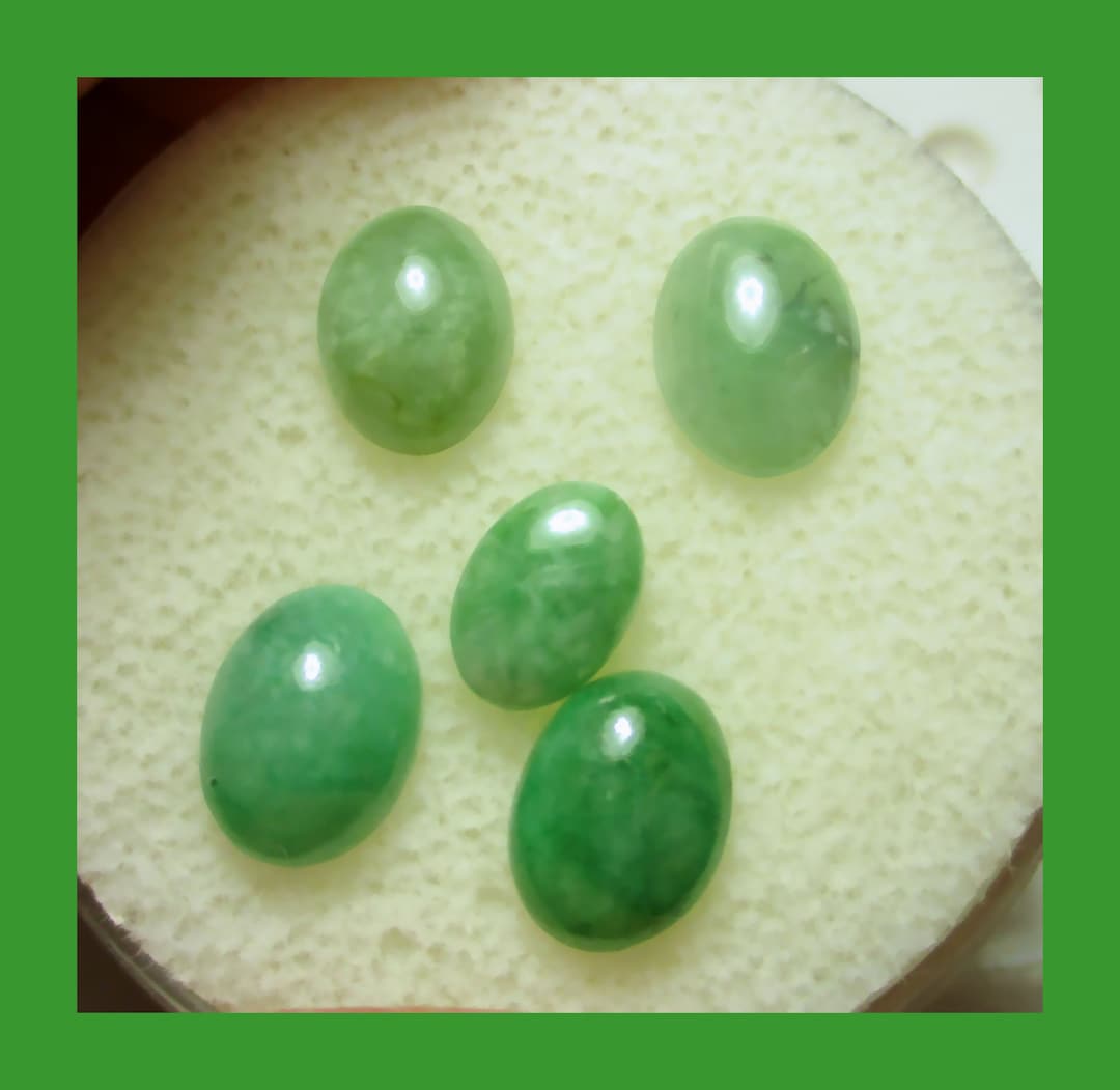 BURMA JADEITE JADE –parcel of 4 -8 X 6 and 1 – 7 X 5 Mm Oval Cabs ...