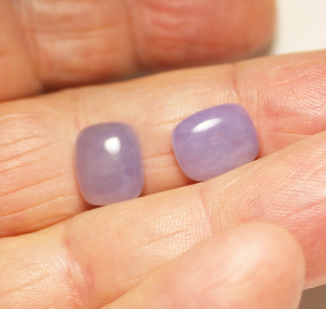 TURKISH PURPLE JADE – Lavender Jadeite/chalcedony – Pair of 12 X 10 Mm ...