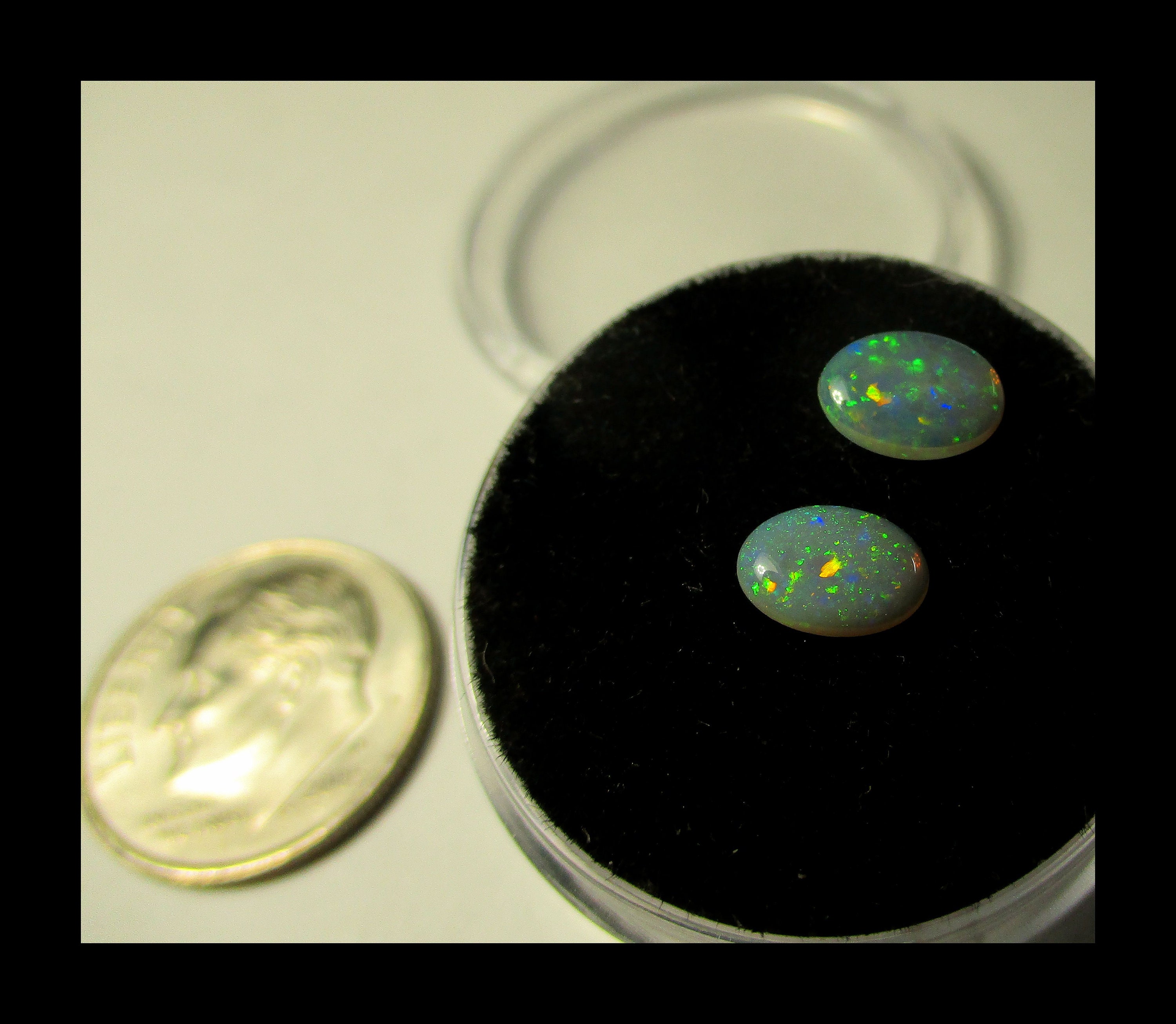 Pair of AUSTRALIAN BLACK OPALS 7 X 5 Mm Oval Cabochons classic ...