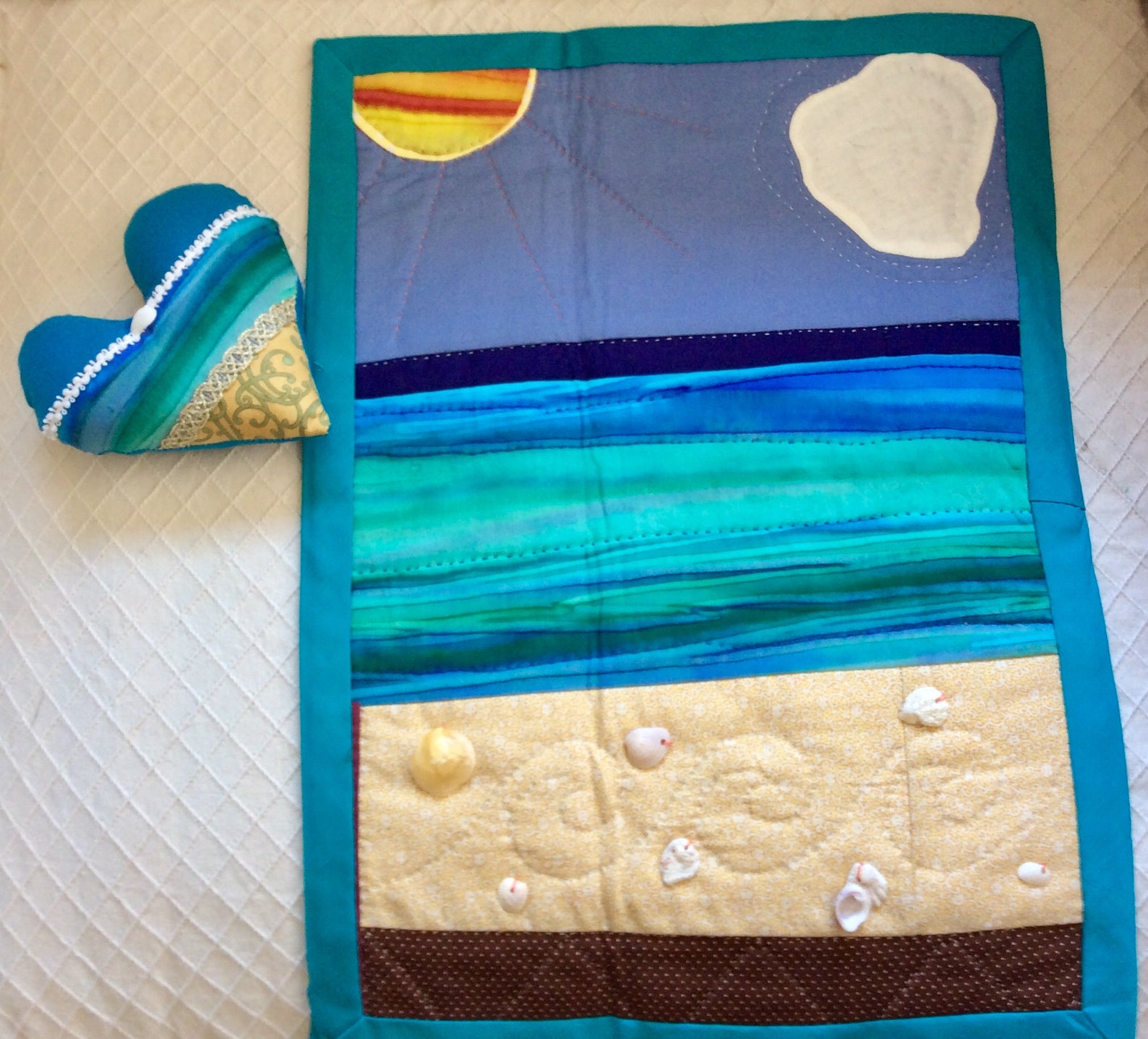 HAND QUILTED Seascape Wall Hanging Landscape Quilt | Etsy