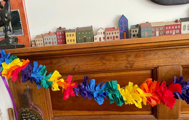Hand Tied Rainbow Garland, LGBTQ Pride, Cheerful Accent for Nursery ...
