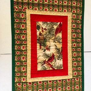 HAND QUILTED Cardinal Wall Hanging, Christmas Wall Hanging, Holiday ...