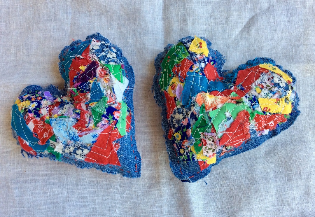 Unique Tattered Heart Ornament, Mini Heart Pillow Made of Fabric ...