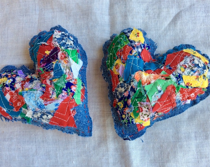 Unique Tattered Heart Ornament, Mini Heart Pillow Made of Fabric ...