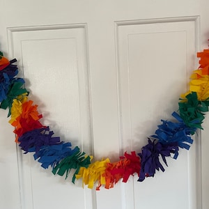 Hand Tied Rainbow Garland, LGBTQ Pride, Cheerful Accent for Nursery ...