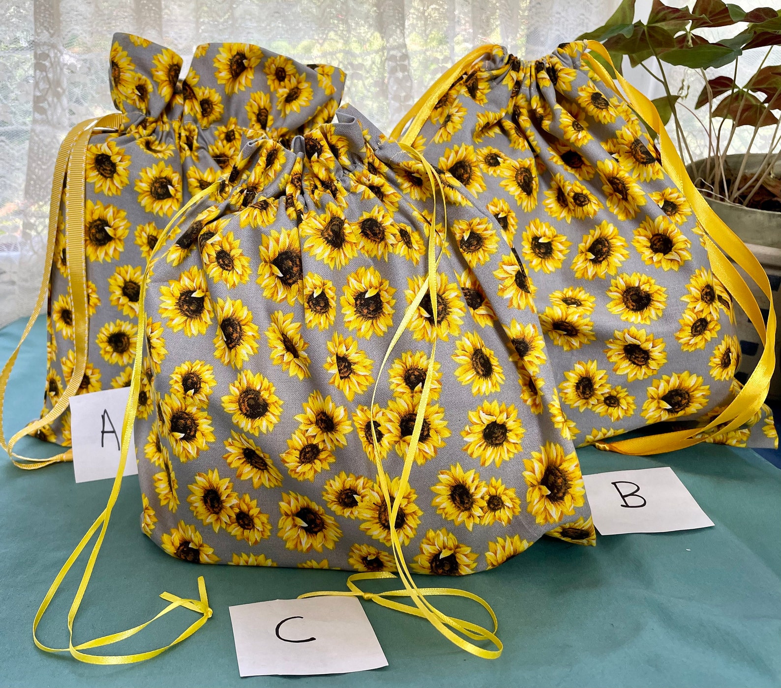 Glorious Sunflowers!! Versatile Reusable Fabric Bags Perfect for Gifts ...