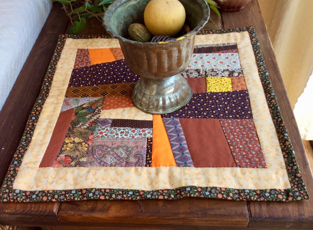 Handquilted Autumn Crazy Quilt Table Runner, Thanksgiving Decor - Etsy