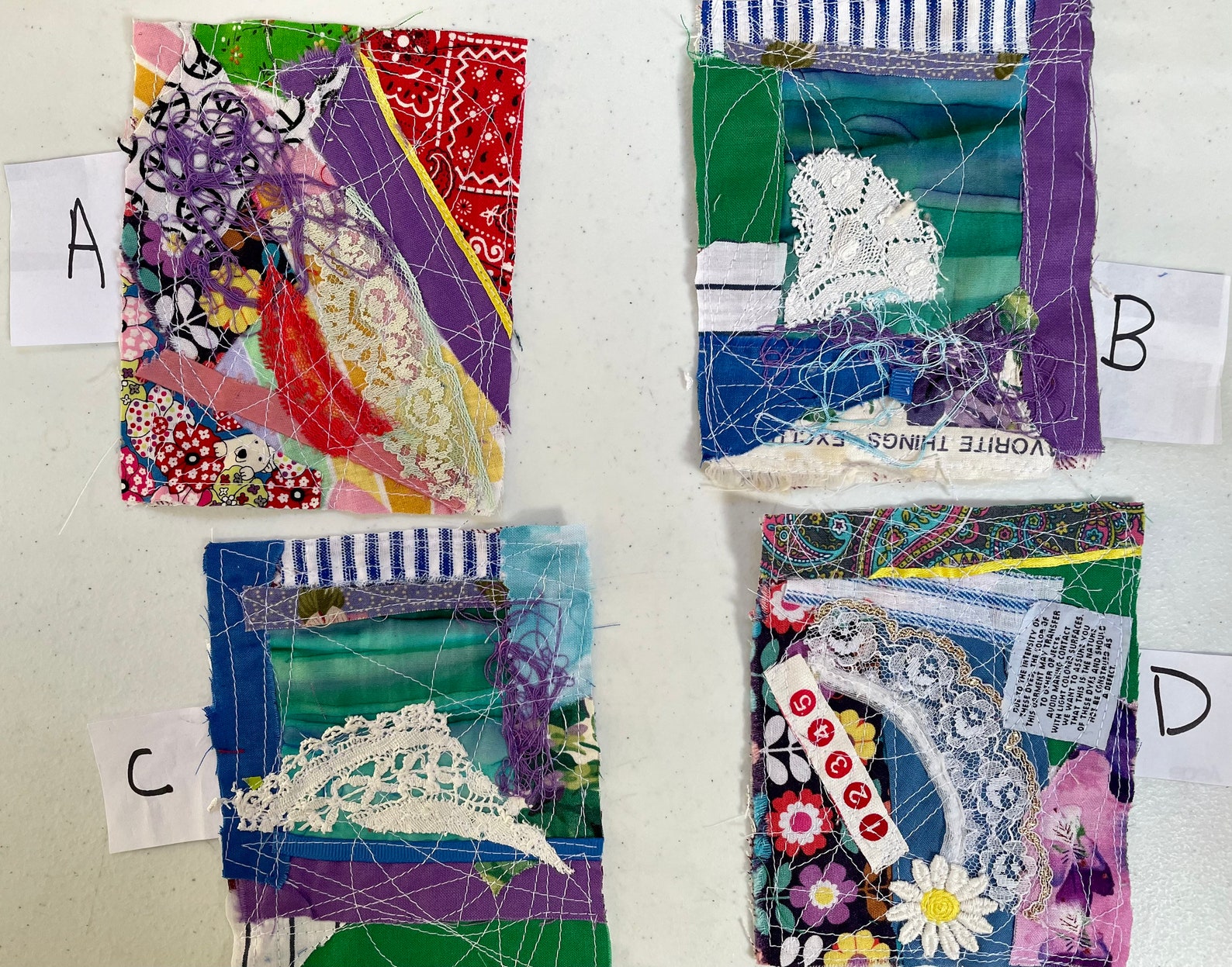 Vibrant Textile Art Pieces, OOAK Art Quilts, Fabric Collage, Ephemera ...