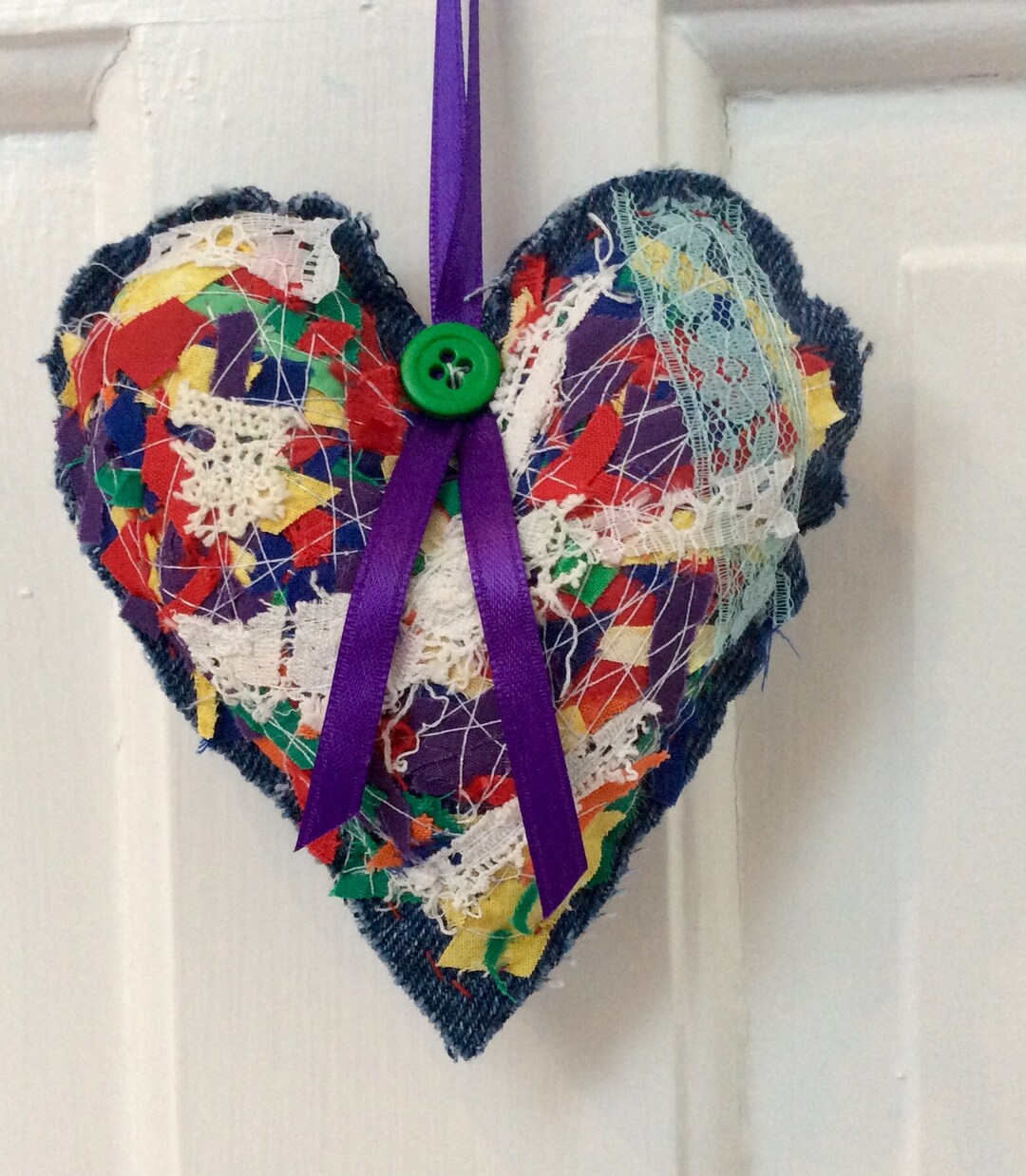 Rainbow Tattered Heart Ornament, LGBTQ Pride Door Hanger, Rainbow ...