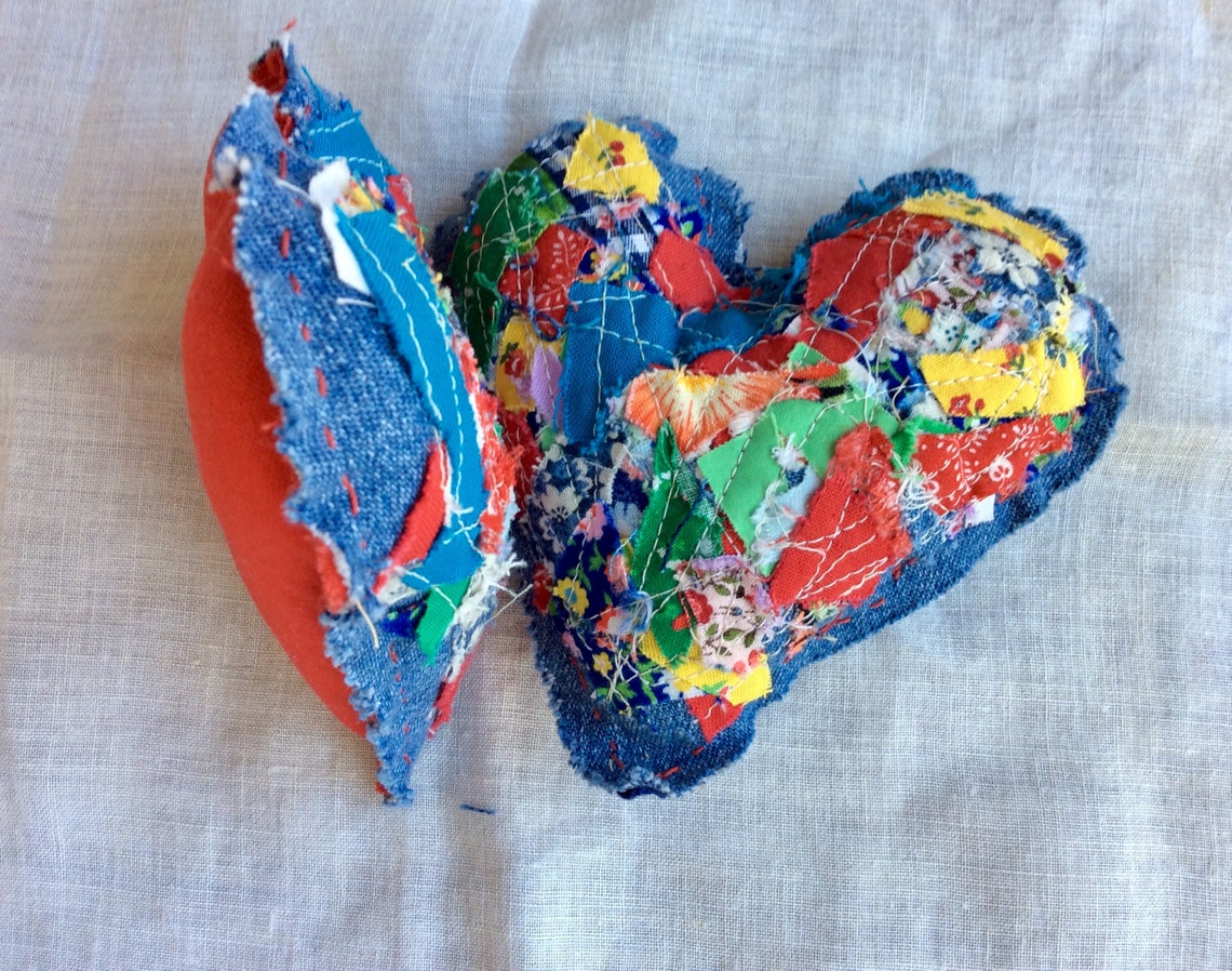 Unique Tattered Heart Ornament Mini Heart Pillow Made of - Etsy