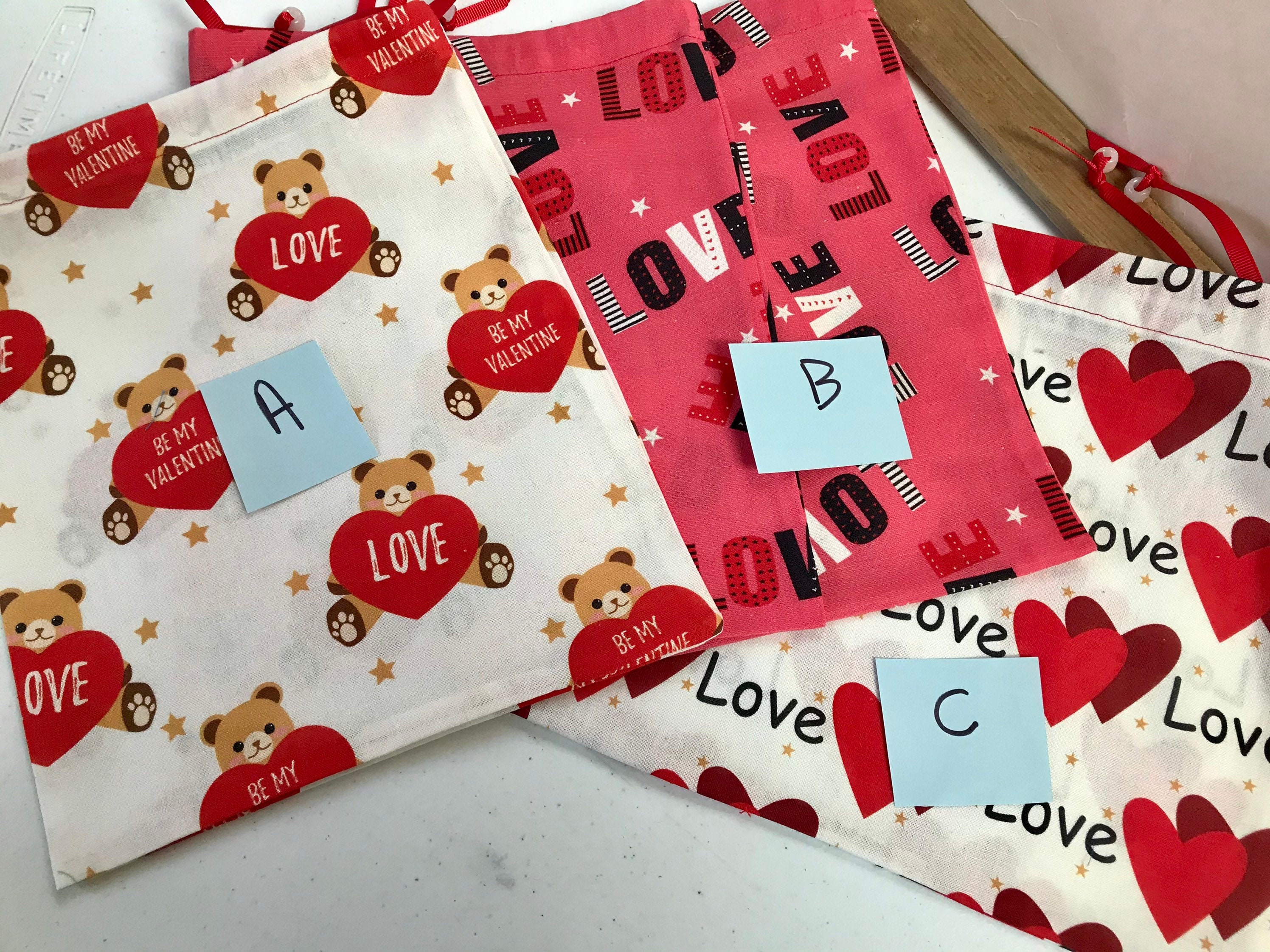 Classic Valentine's Day Reusable Fabric Bags, Drawstring Bags Perfect ...