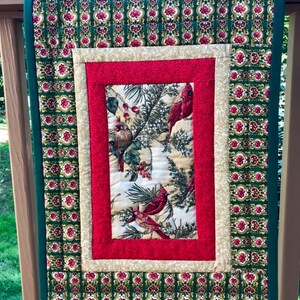 HAND QUILTED Cardinal Wall Hanging, Christmas Wall Hanging, Holiday ...