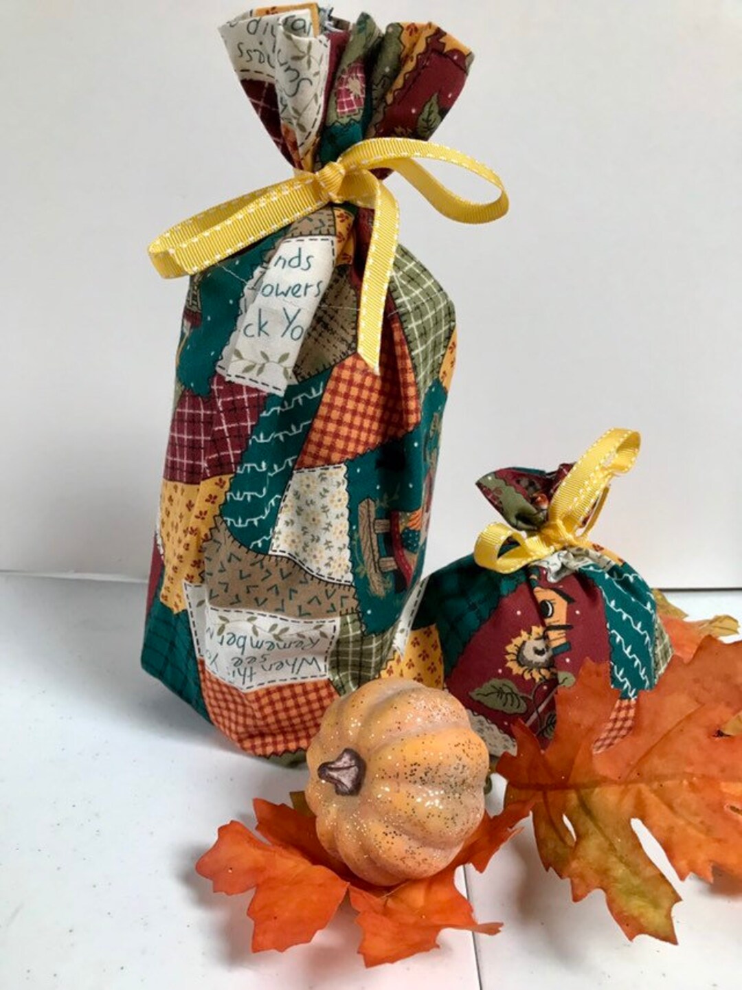 Friendship Themed Reusable Gift Bags, Quilted Motif With Friendship ...