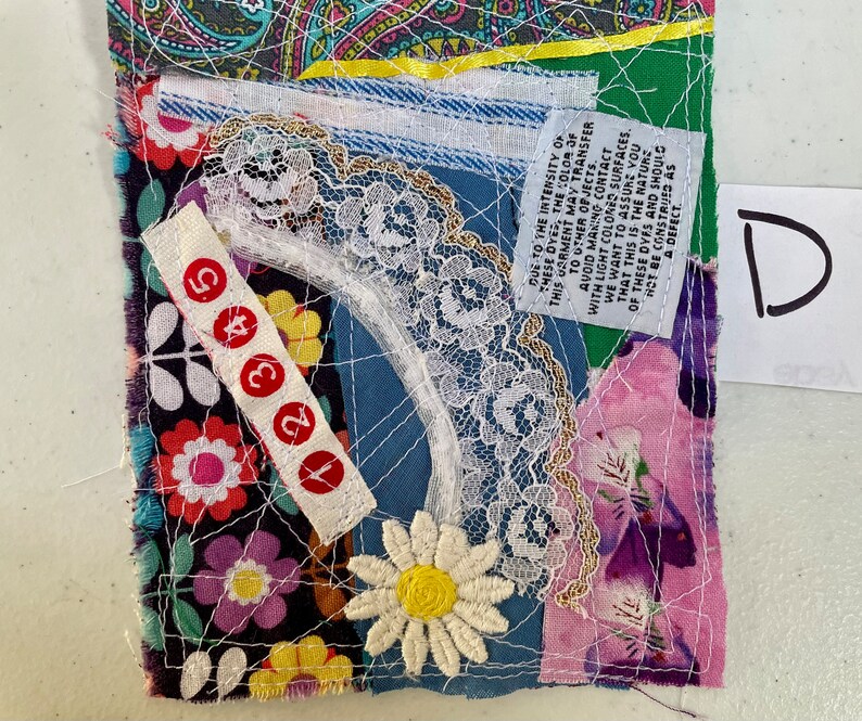 Vibrant Textile Art Pieces, OOAK Art Quilts, Fabric Collage, Ephemera, Embellishments of Fabric ...