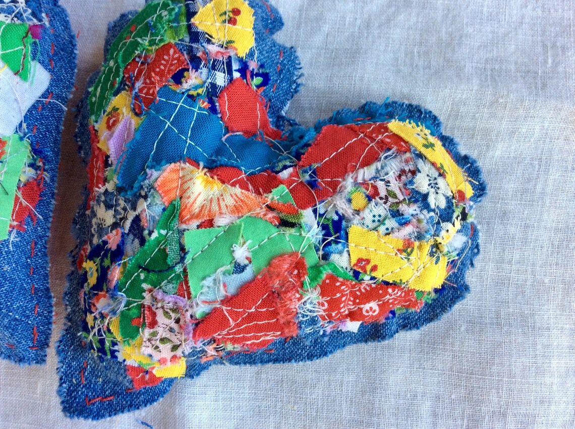 Unique Tattered Heart Ornament Mini Heart Pillow Made of - Etsy