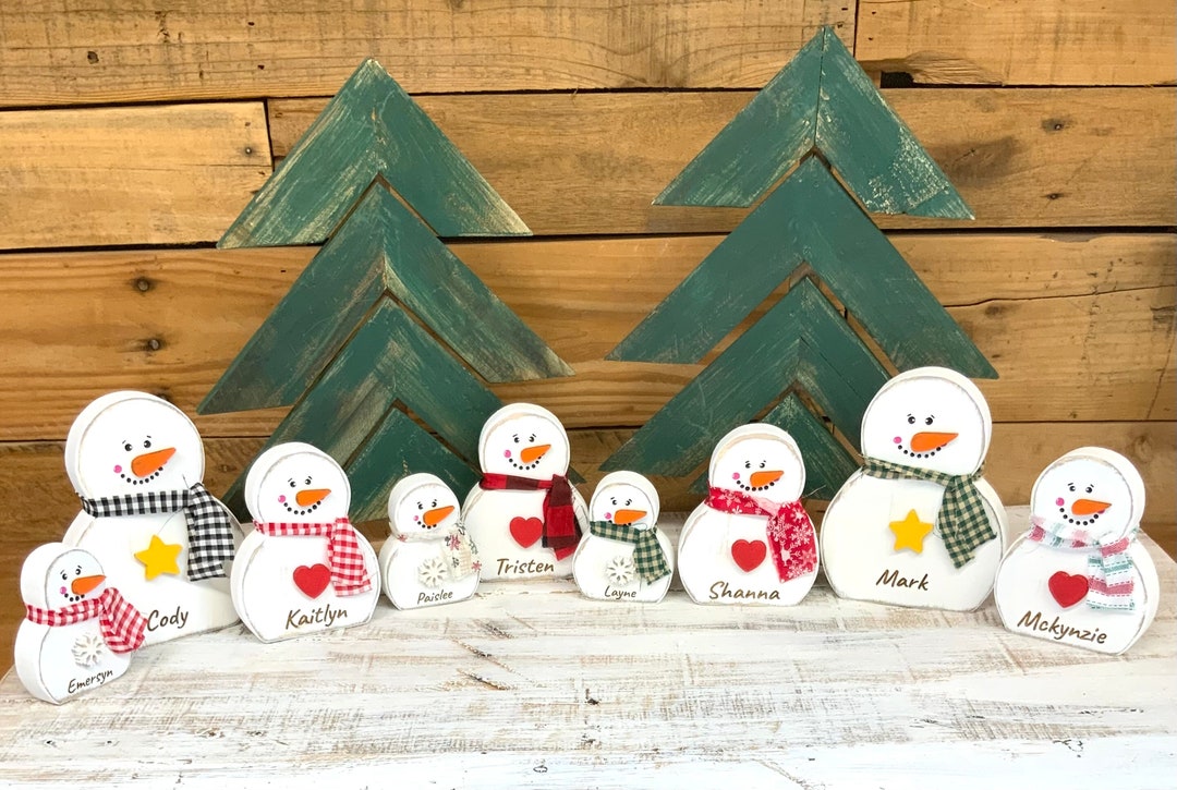 Snowman Family,wooden Snowman Family, Personalized Snowman Family ...