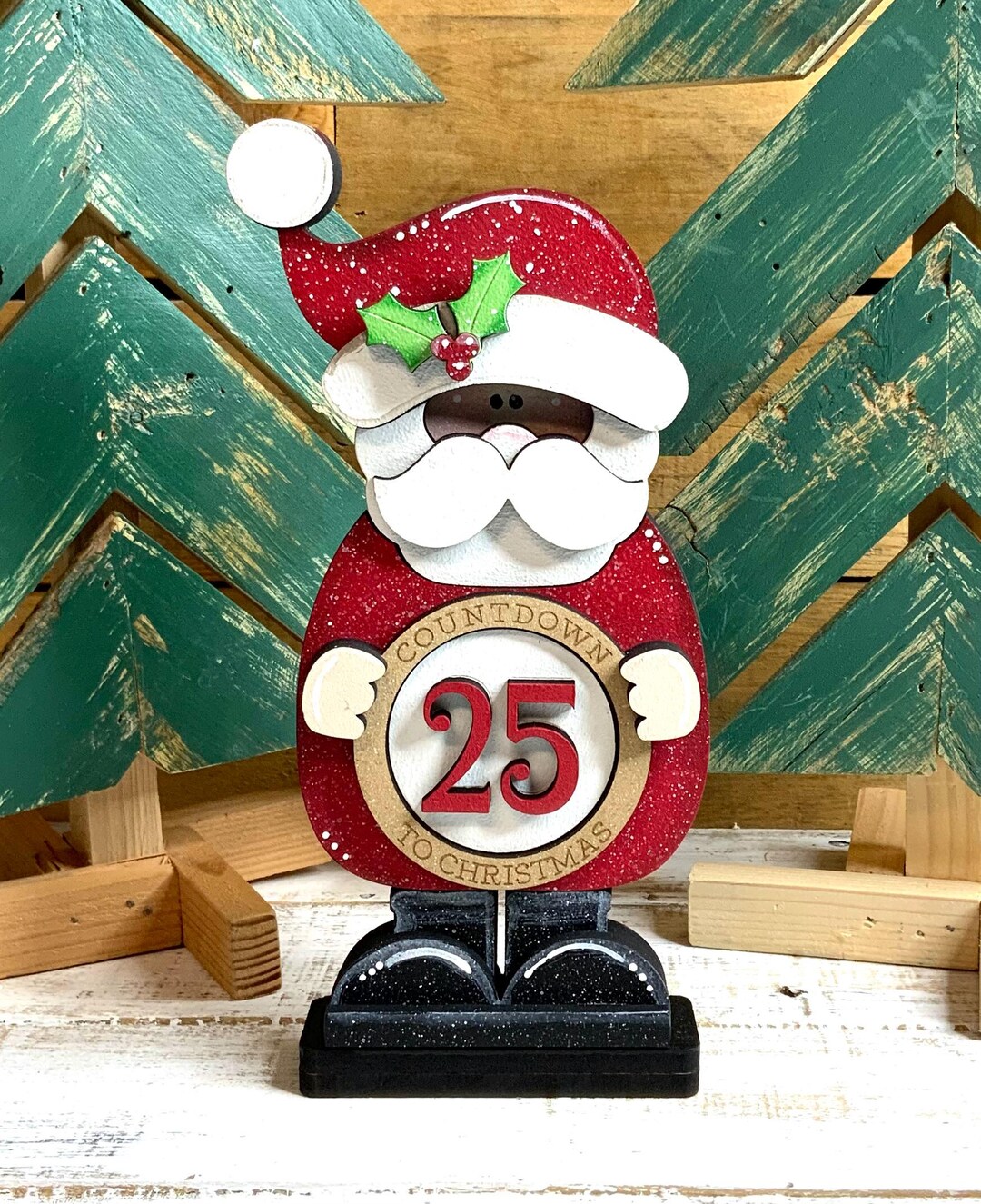 Standing Santa Christmas Countdown Shelf Sitter, Chunky Santa Countdown ...