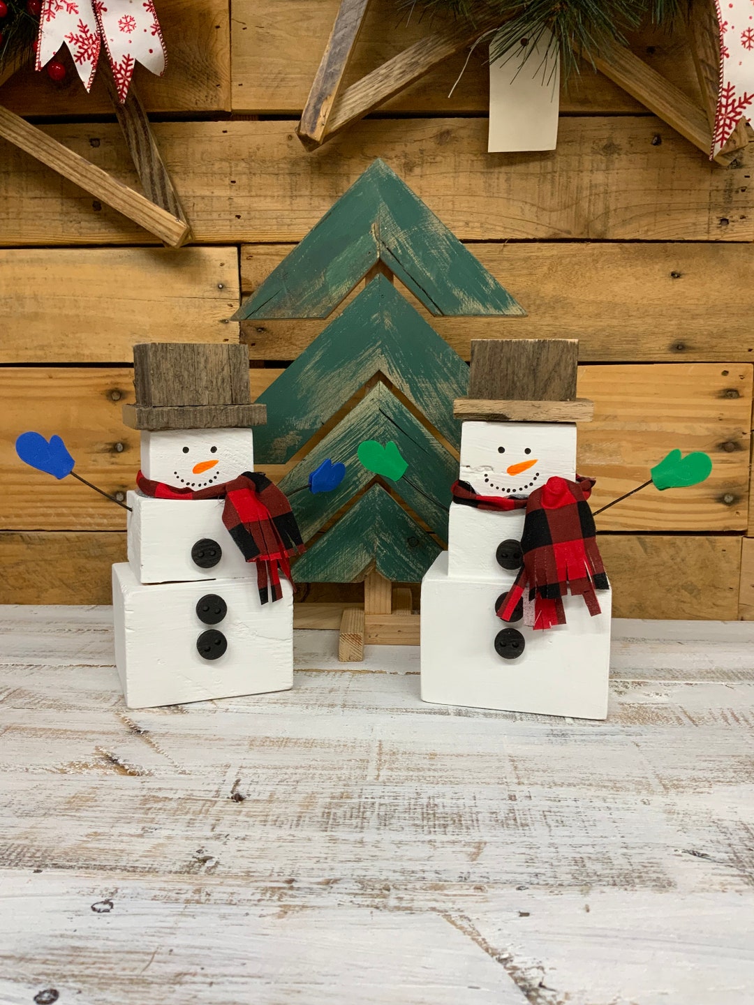 Wood Block Snowman, Rustic Snowman, Christmas Snowman, Farmhouse ...