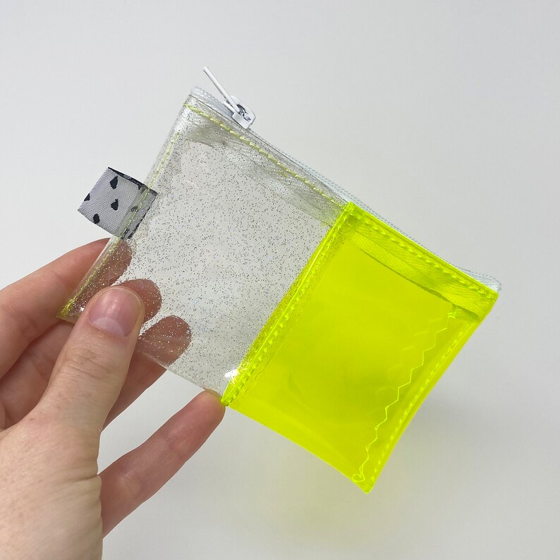 Glitter & Yellow Vinyl Wallet | Neon Jelly Wallet | PVC Wallet ...